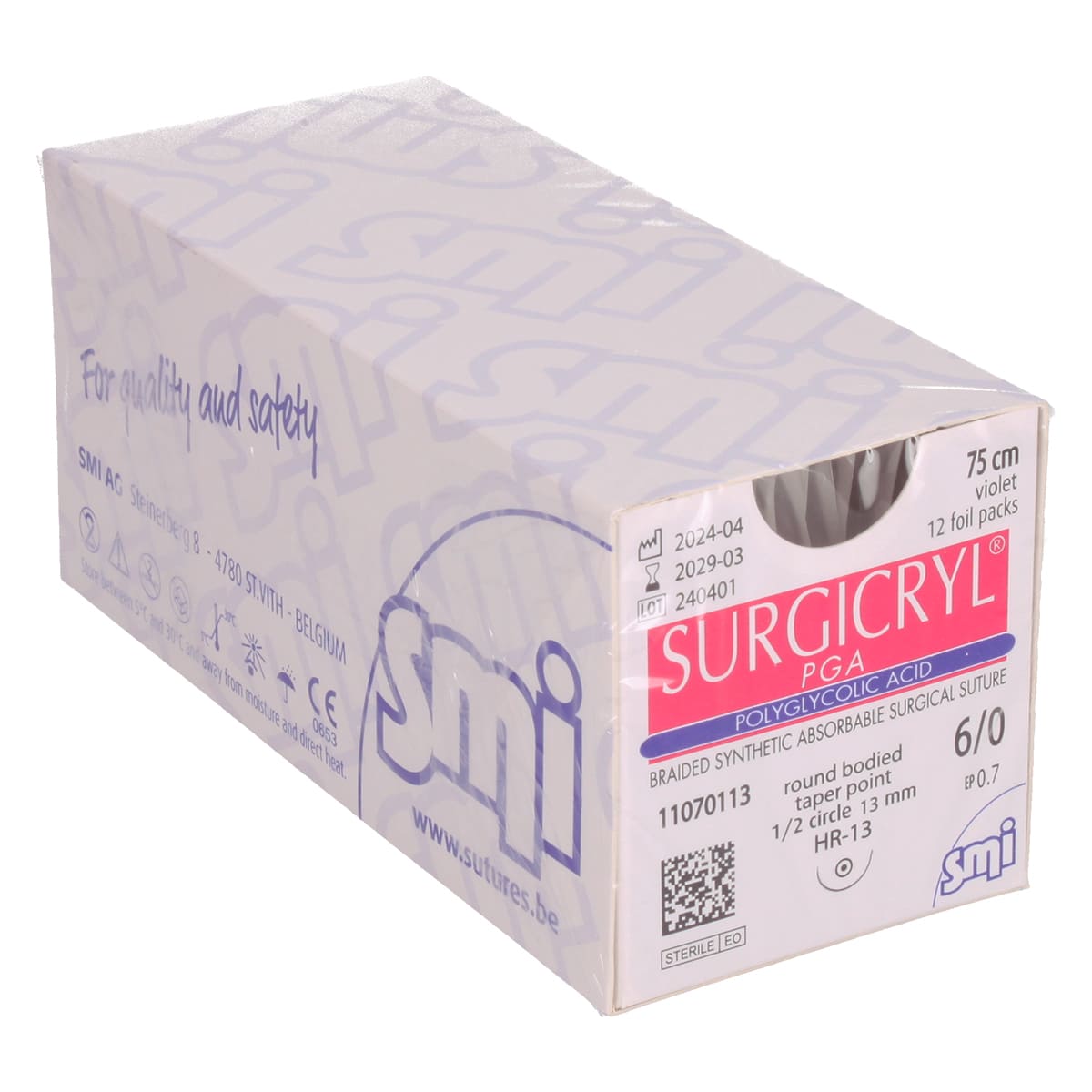 SMI Matériel de suture Surgicryl PGA USP 6/0 (EP 0,7), 75 cm et HR 13 mm achat en ligne